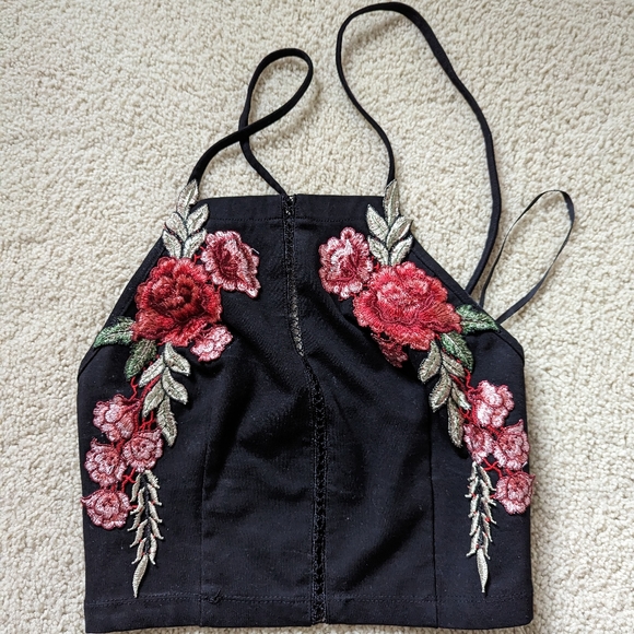 Forever 21 | Tops | Rose Embroidered Halter Top | Poshmark